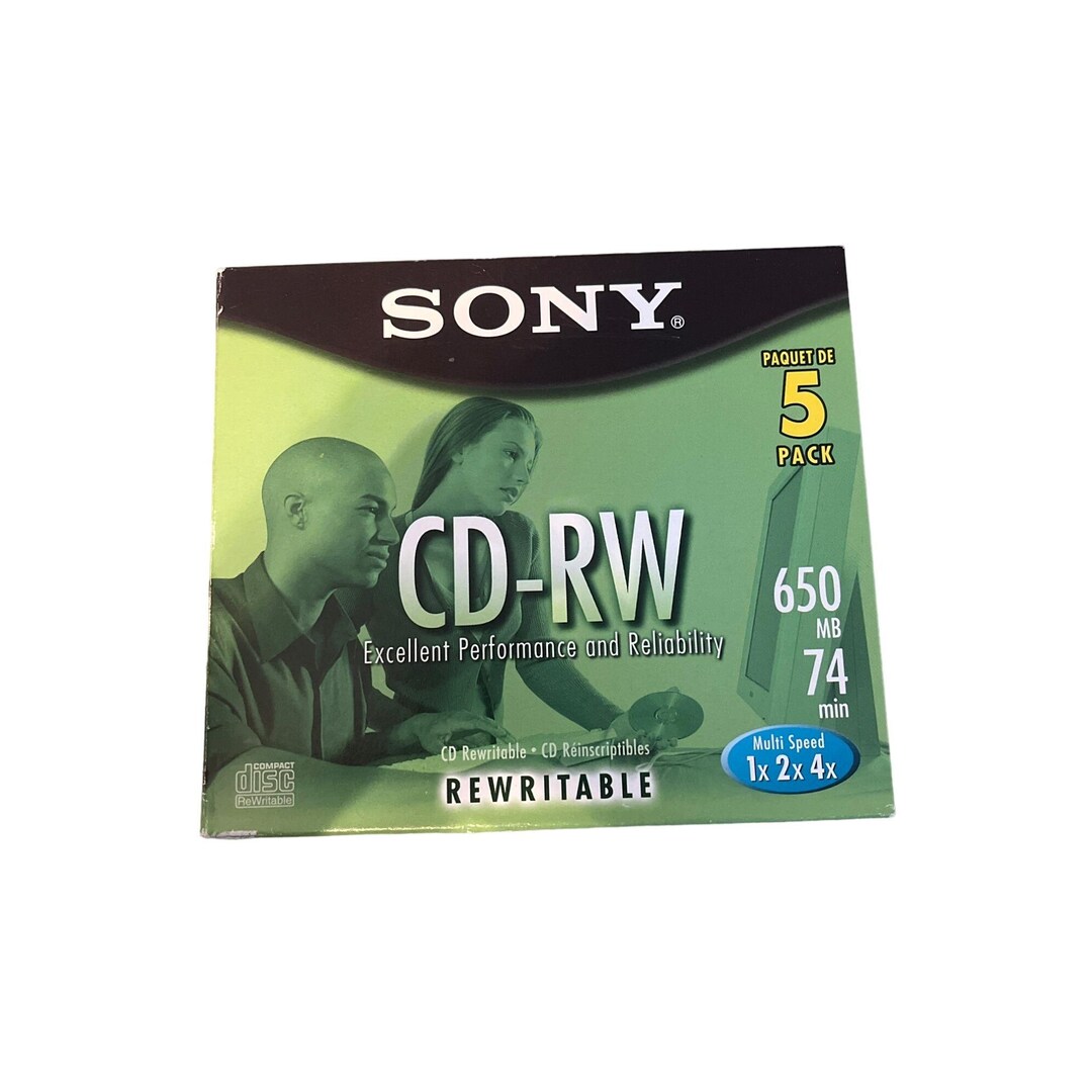 Sony CD-RW 700 Mb/mo 80 Min Disks-5 Pack-rewritable - Etsy