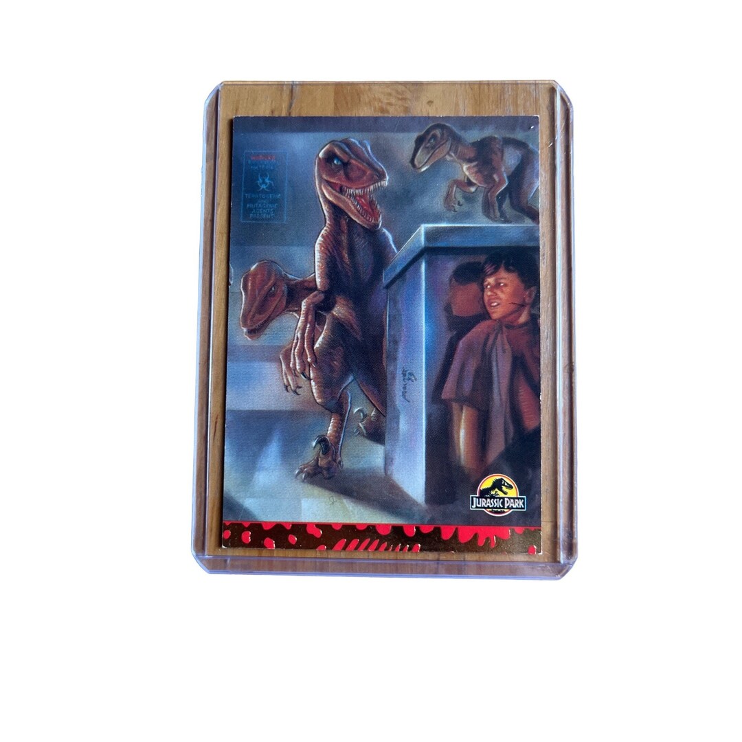 1993 Topps Jurassic Park Deluxe Gold Art Hiding From a Raptor 7 Rare ...