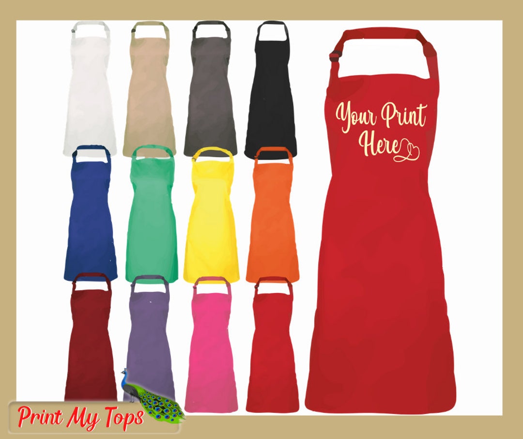 Personalized Printed Apron, Custom Text, Kitchen Workwear - Etsy UK
