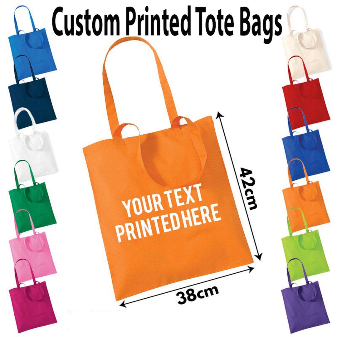 Personalised Cotton Tote Bag: Custom Text, Reusable Shopping Bag - Etsy