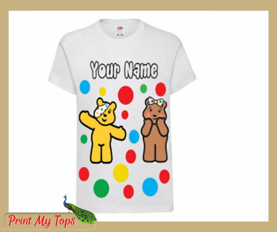 Personalized Pudsey Bear T-shirt, Children in Need Spots - Etsy UK