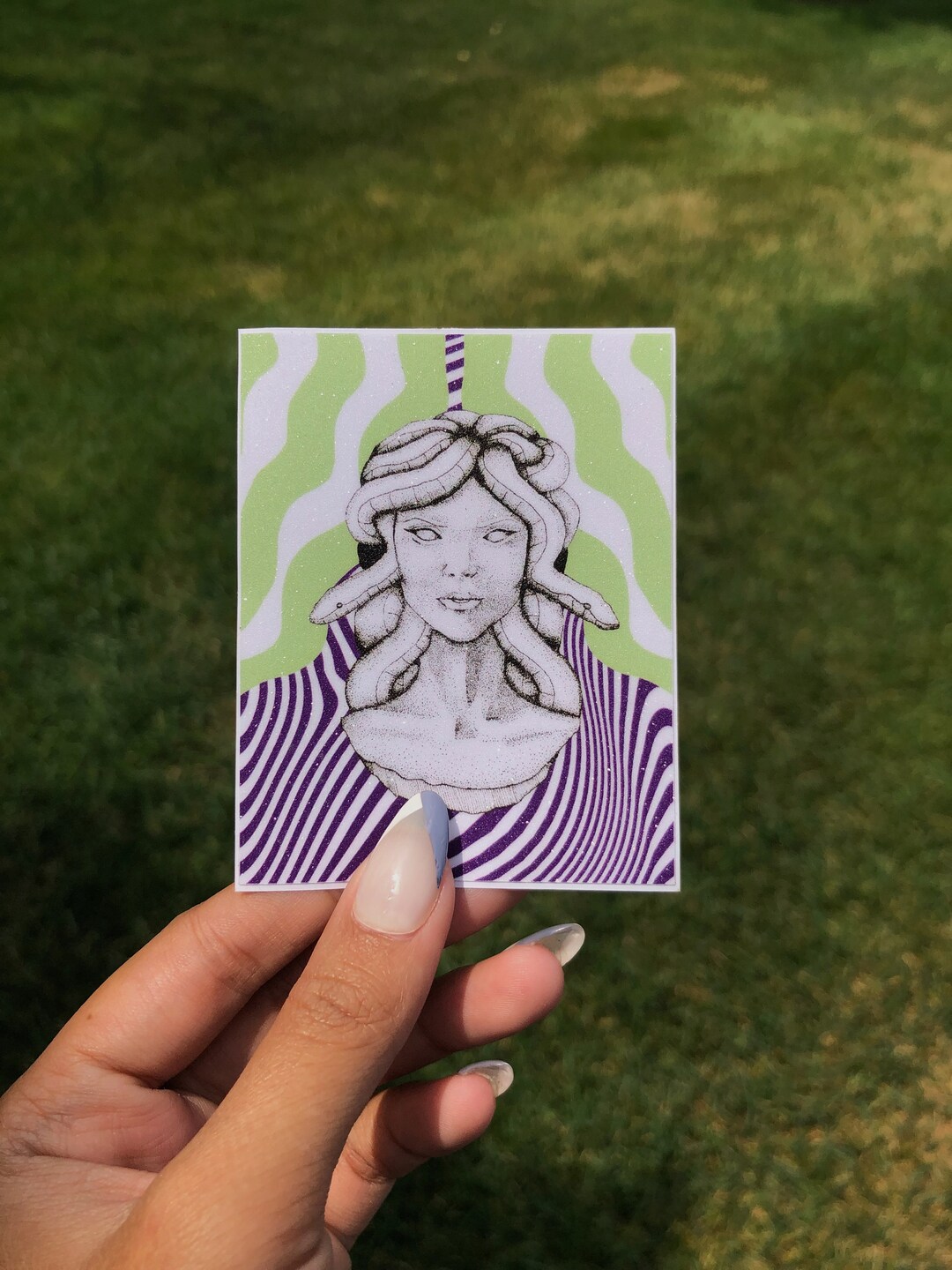 Trippy Medusa Stippling Art Sticker Waterproof Sticker - Etsy