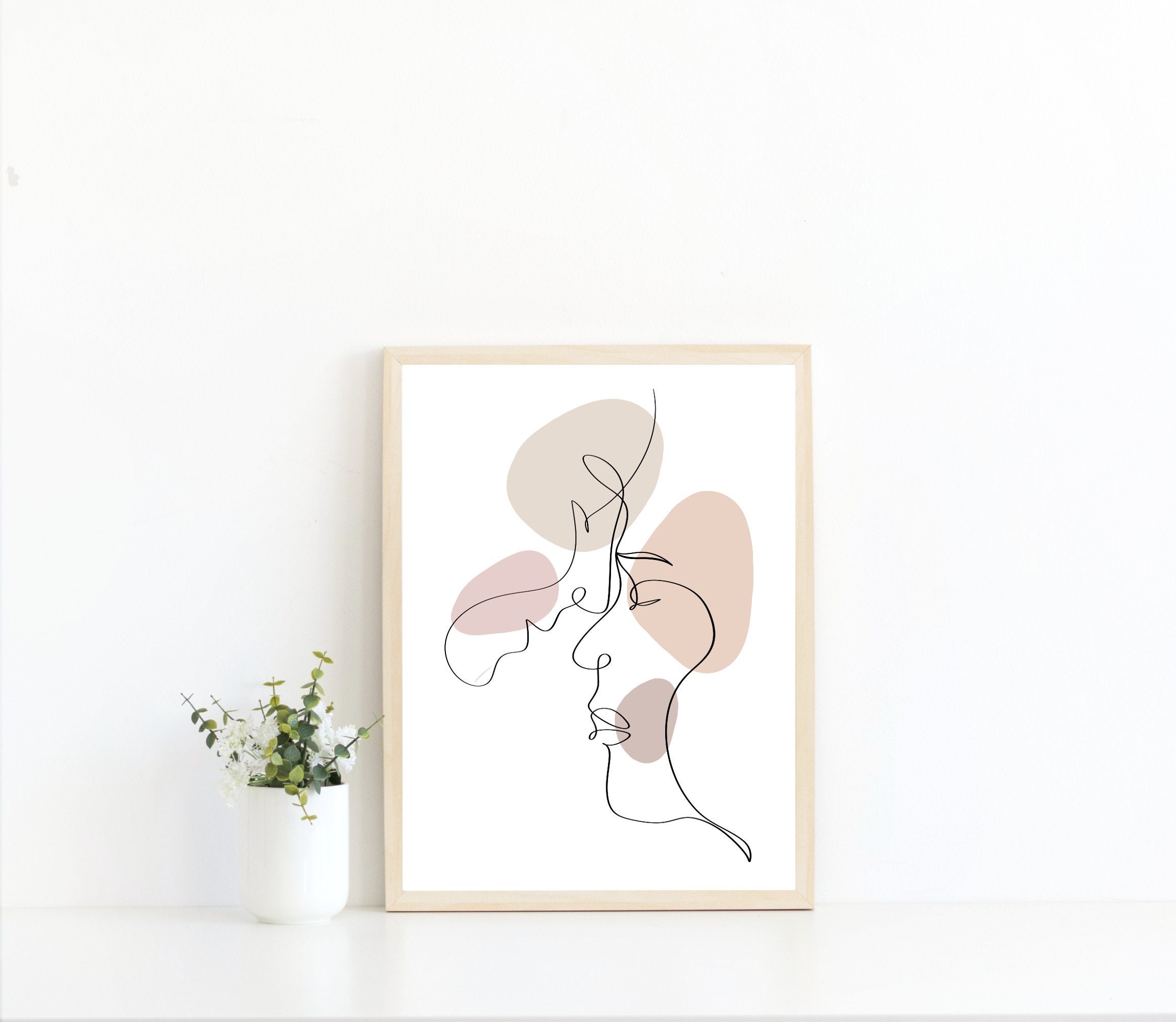 Line Art Couple, Modern Wall Art, One Line Drawing, Above Bed Art, Home ...