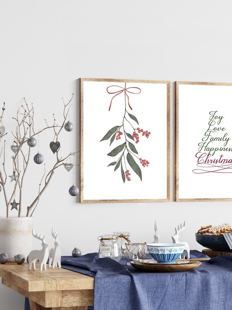 Mistletoe, Merry Christmas Wall Art, Holiday Decor Christmas Wall Art ...
