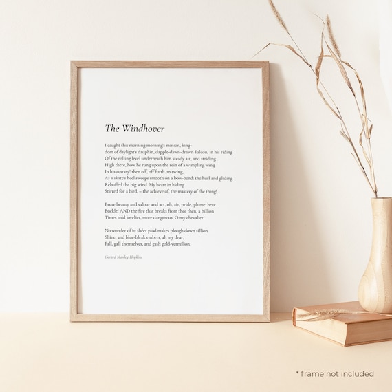 The Windhover by Gerard Manley Hopkins Poem Print Poetry | Etsy