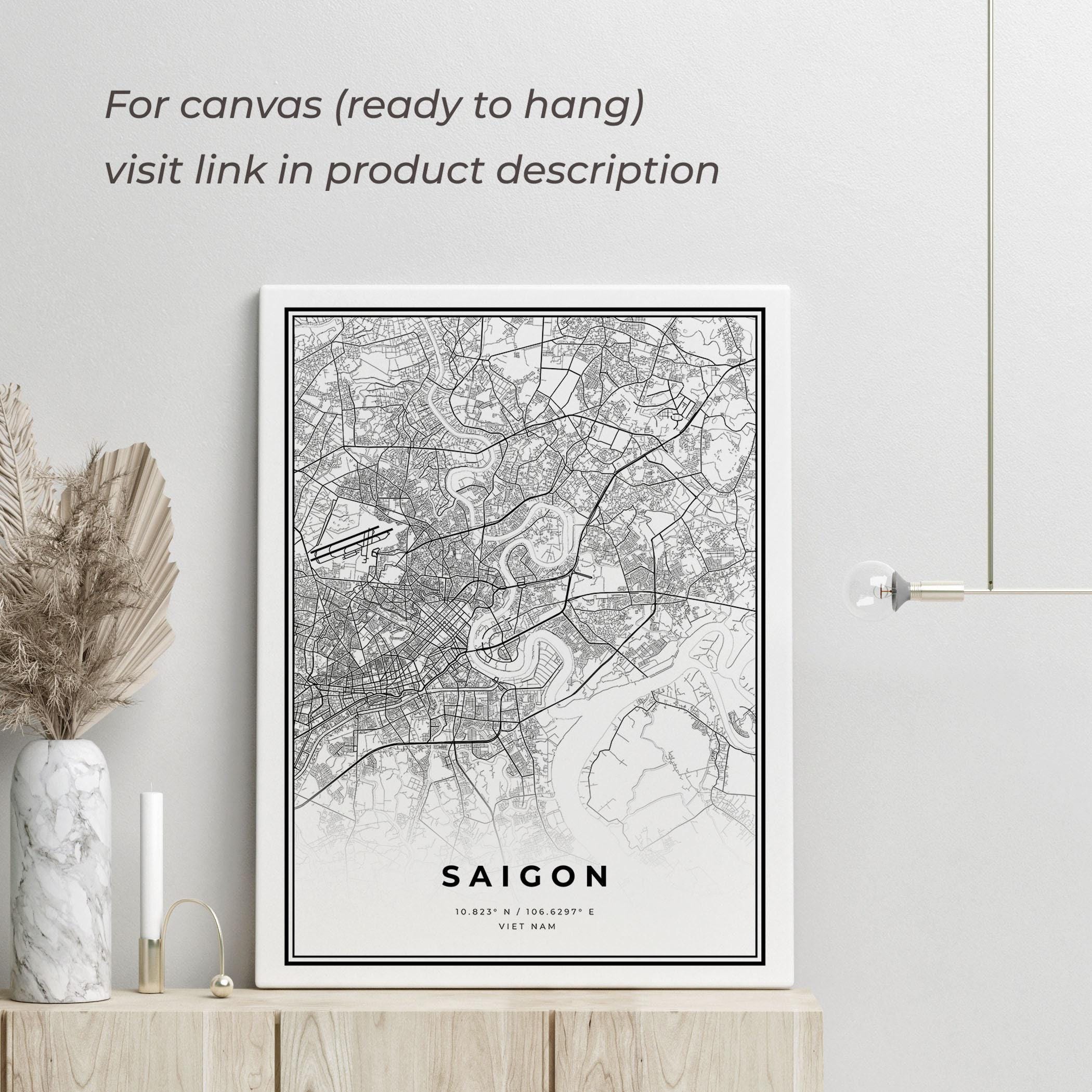 Saigon Map Print, Saigon Street Map Poster, Viet Nam, Modern Minimalist ...