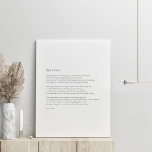Sea Fever by John Masefield Poem Canvas Print - Poetry Print Gift ...