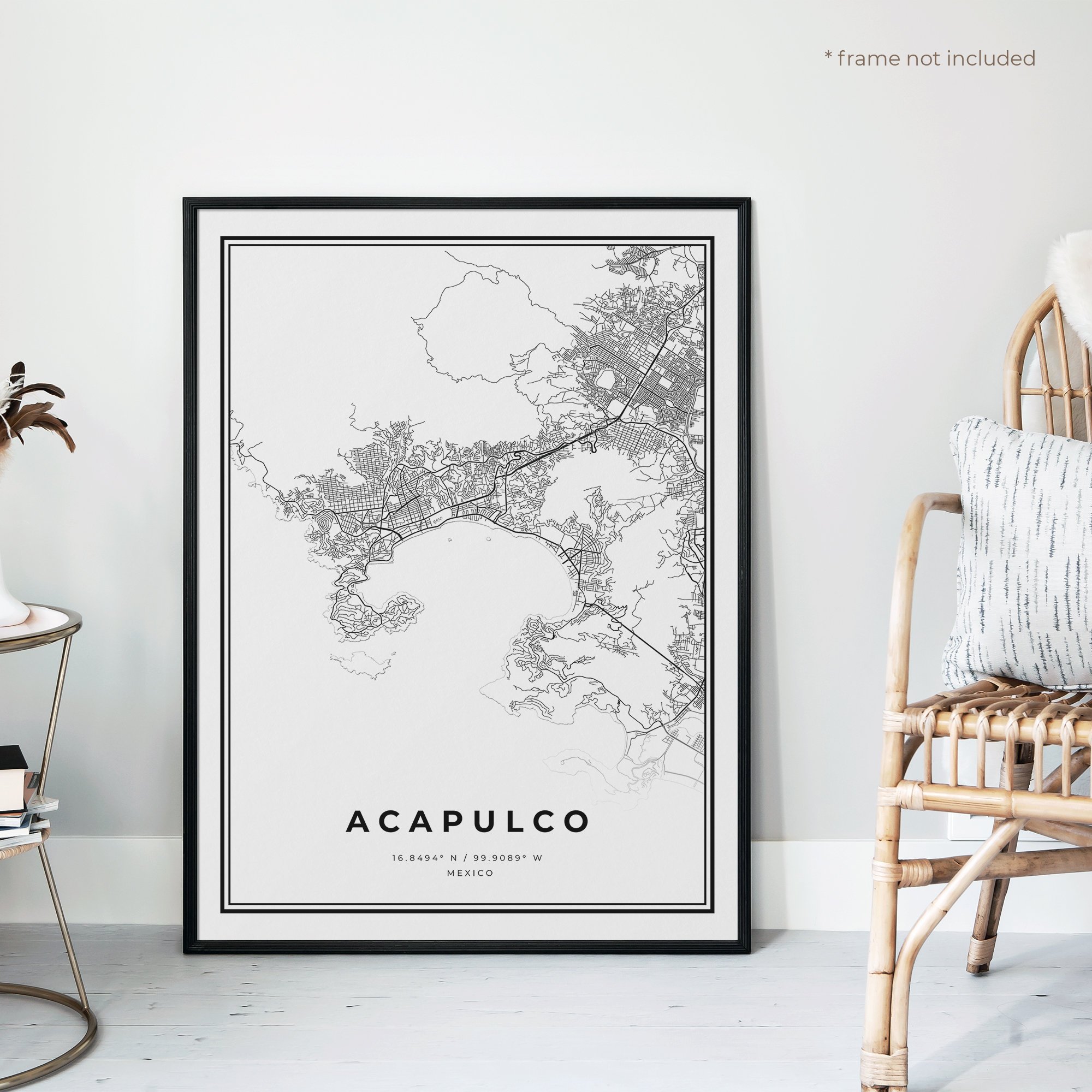 Acapulco Map Print Acapulco Street Map Poster Mexico Modern | Etsy