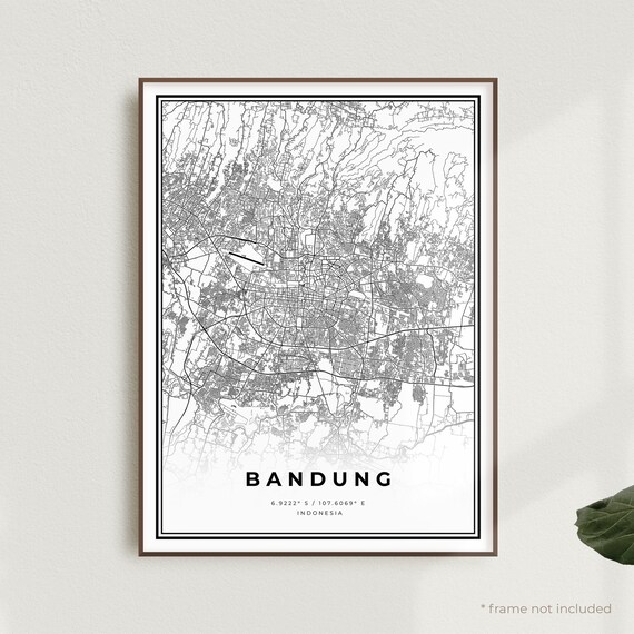 Bandung Map Print Bandung Street Map Posterindonesia - Etsy