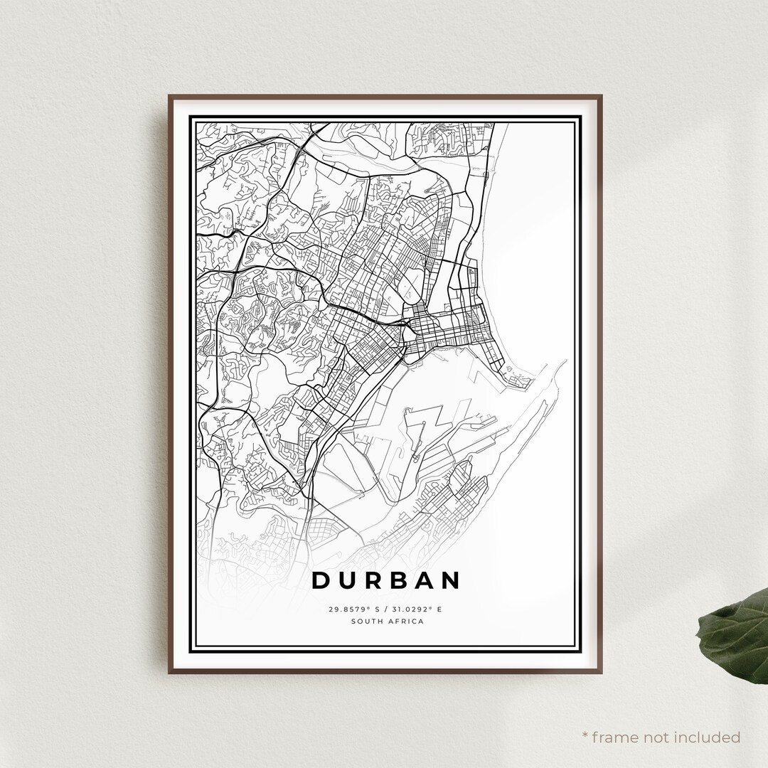 Durban Map Print, Durban Street Map Poster, south Africa, Modern ...