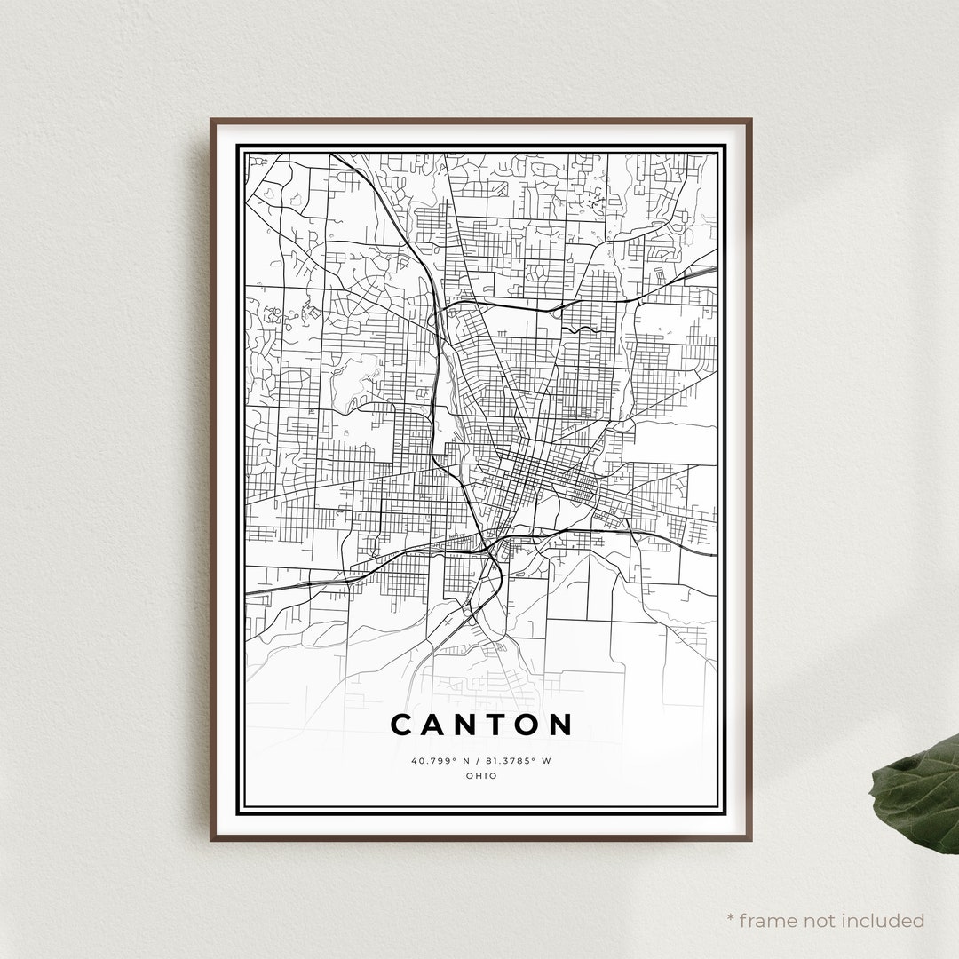 Canton Map Print, Canton Street Map Poster, Ohio, Modern Minimalist Map ...