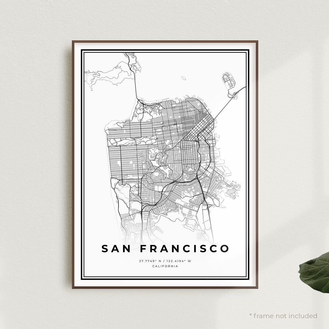 San Francisco Map Print, San Francisco Street Map, California, Modern ...