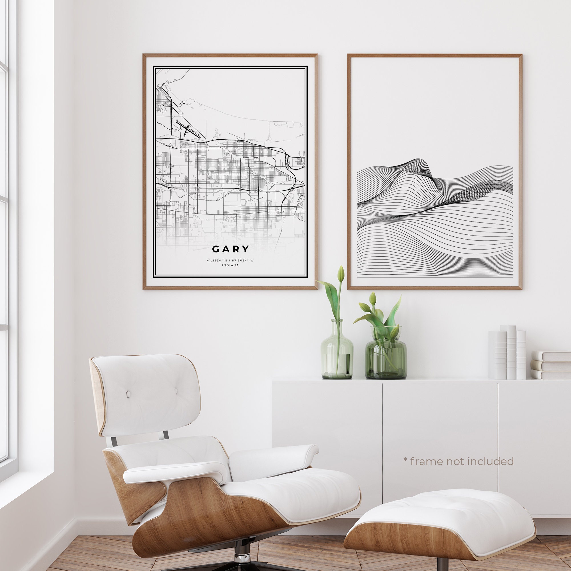Gary Map Print Gary Street Map Poster Indiana Modern - Etsy