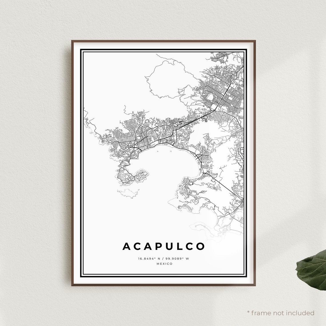 Acapulco Map Print Acapulco Street Map Poster Mexico Modern | Etsy