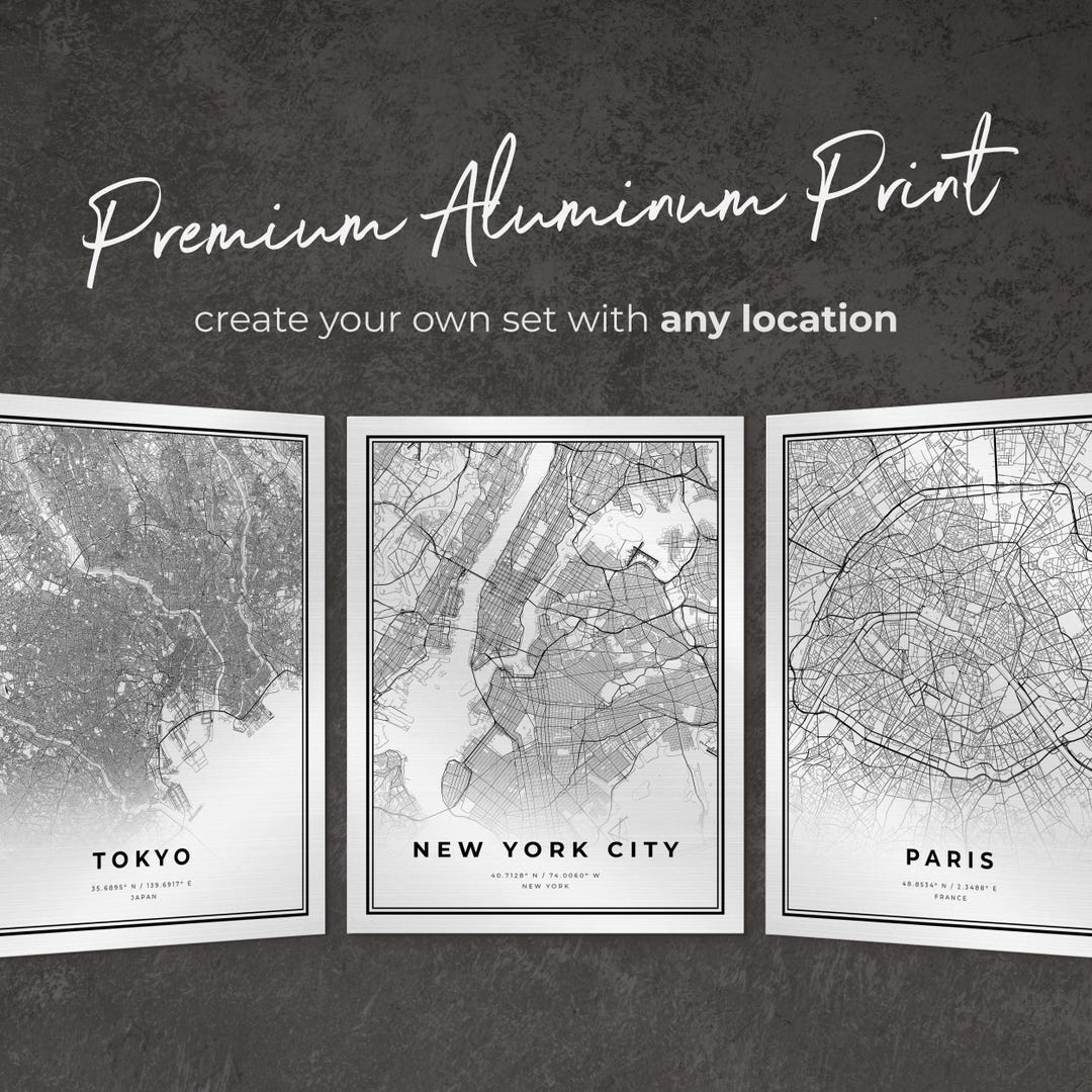 Custom Luxury Map Aluminum Print | Personalized City & Travel Place ...