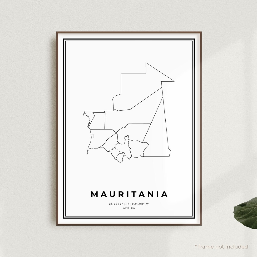 Mauritania Map Print, Mauritania Street Map Poster, Africa, Modern ...