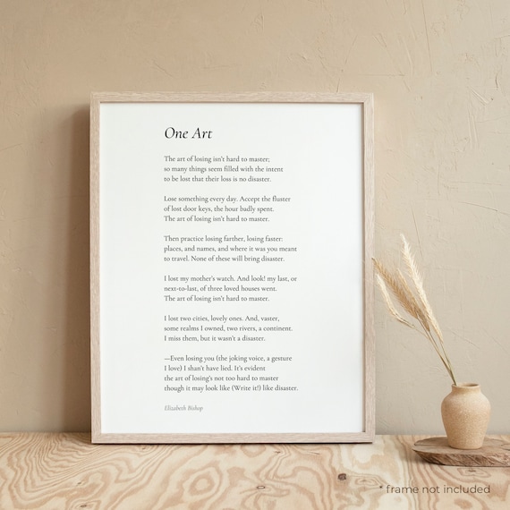 One Art by Elizabeth Bishop Poem Print Poetry Print Gift | Etsy
