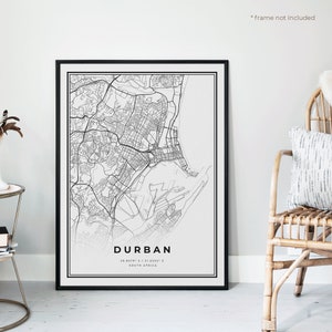 Durban Map Print, Durban Street Map Poster, south Africa, Modern ...