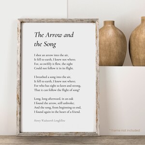 The Arrow by Henry Wadsworth Longfellow Poem Print Poetry Print Gift ...