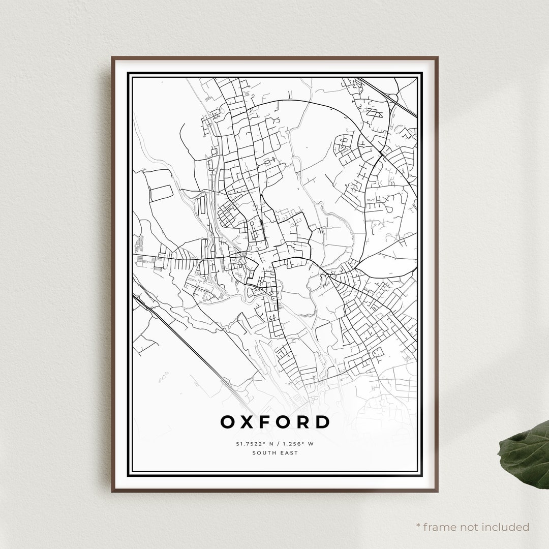 Oxford Map Print, Oxford Street Map Poster, UK, Modern Minimalist Map ...