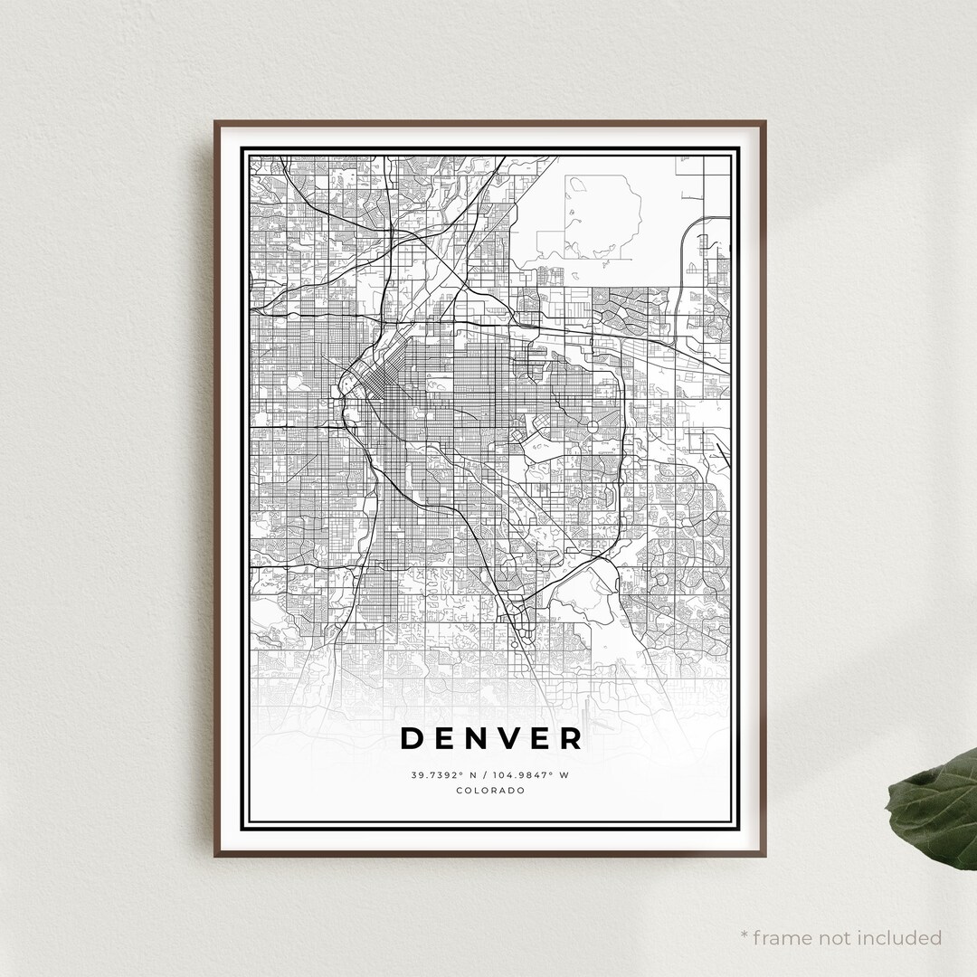 Denver Map Print, Denver Street Map Poster, Colorado, Modern Minimalist ...