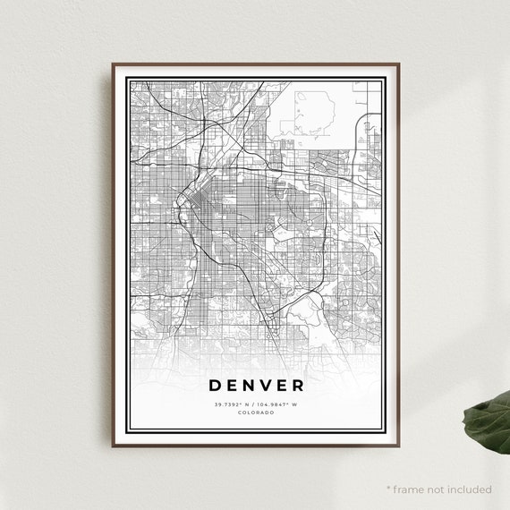 Denver Map Print Denver Street Map Poster Colorado Modern | Etsy