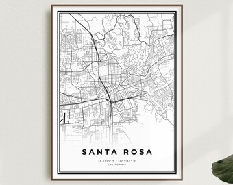 Santa Rosa Map Print | Etsy