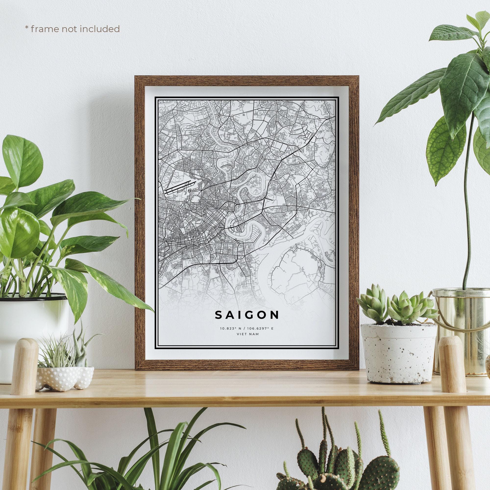 Saigon Map Print, Saigon Street Map Poster, Viet Nam, Modern Minimalist ...