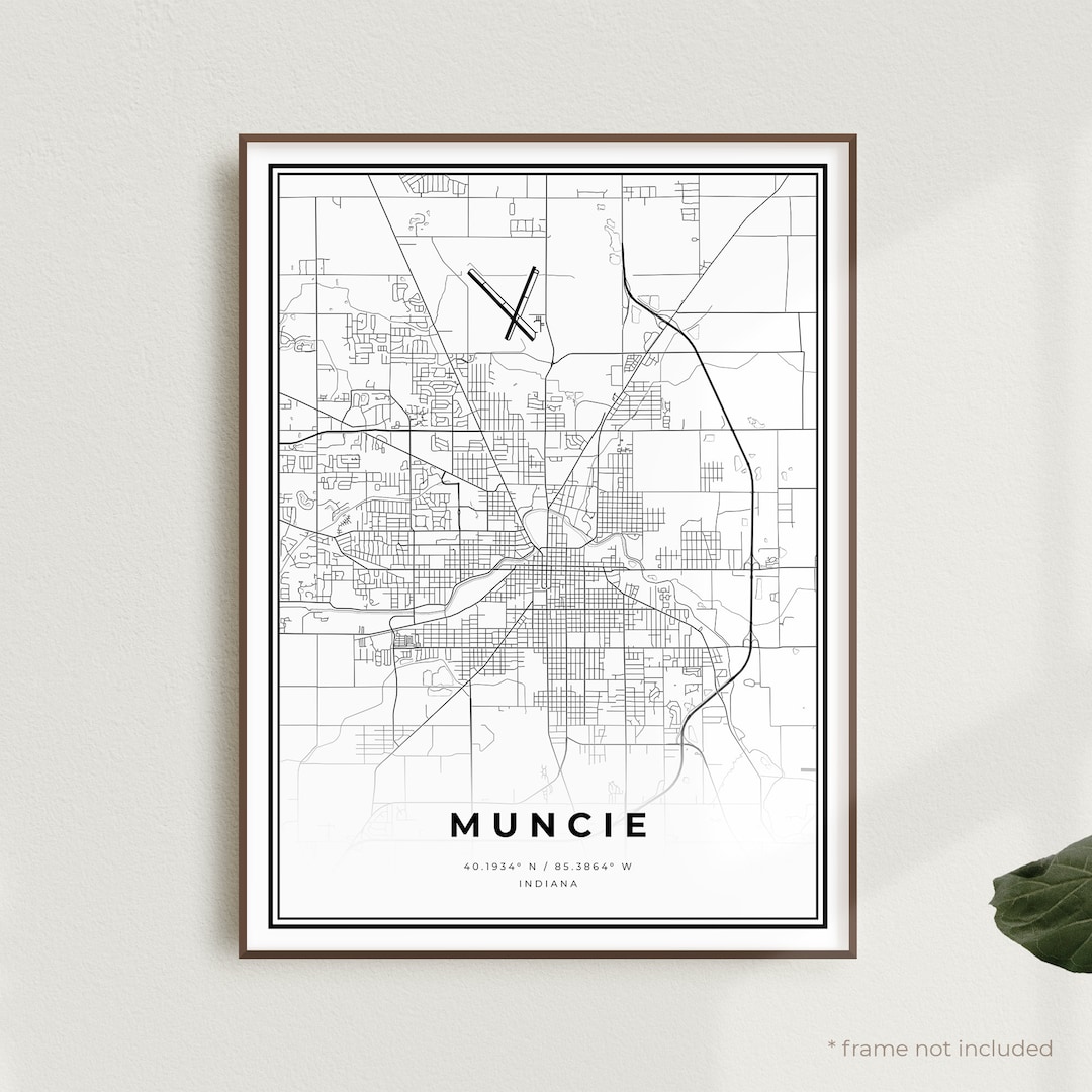 Muncie Map Print Muncie Street Map Poster Indiana Modern - Etsy