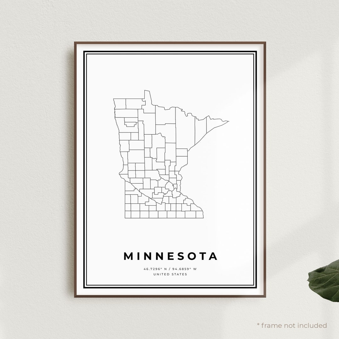 Minnesota Map Print, Minnesota Street Map Poster, United States, Modern ...