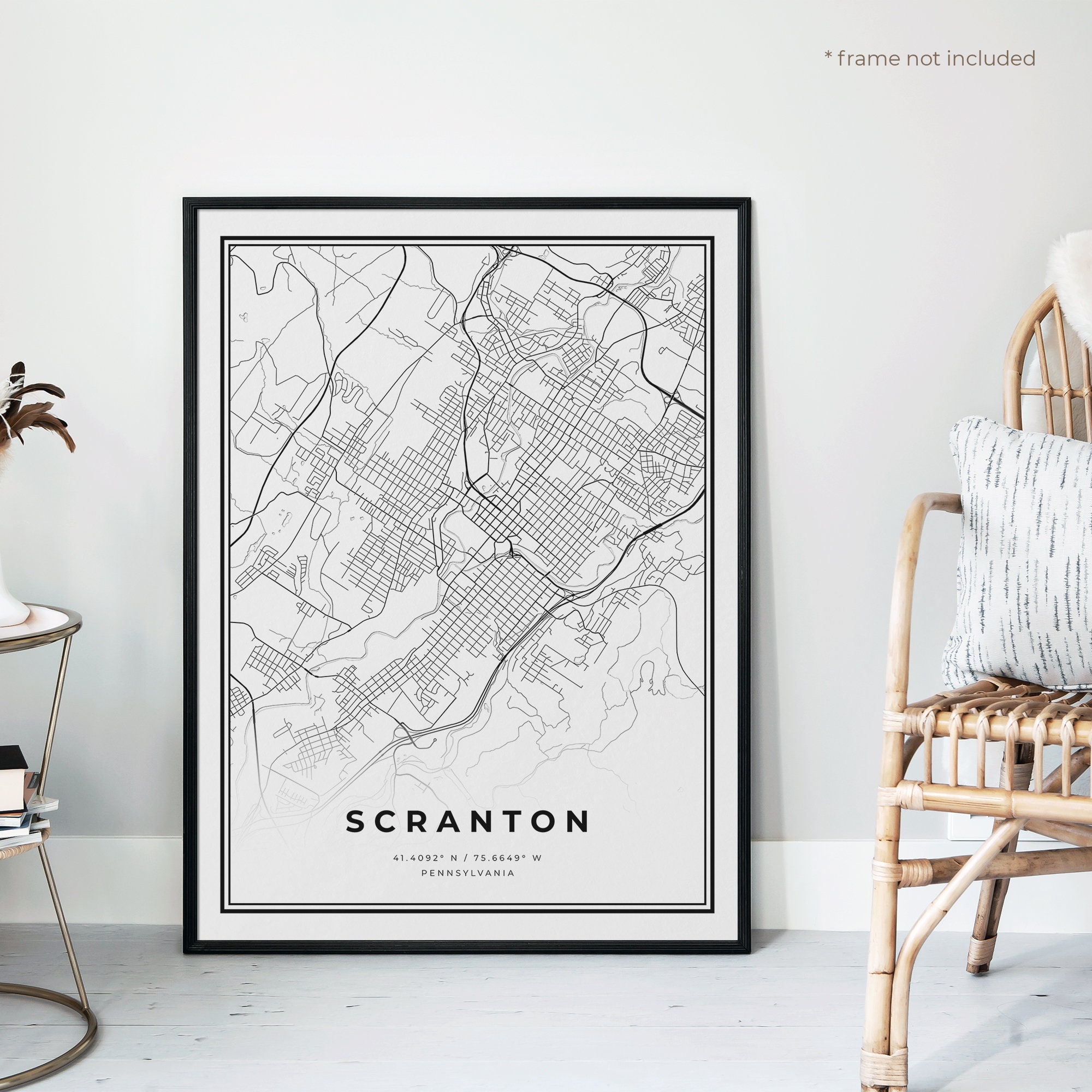 Scranton Map Print Scranton Street Map Poster Pennsylvania | Etsy