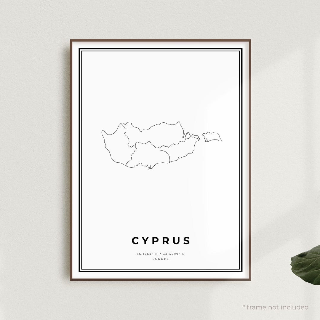 Cyprus Map Print Cyprus Street Map Poster Europe Modern Minimalist Map Office Wall Art