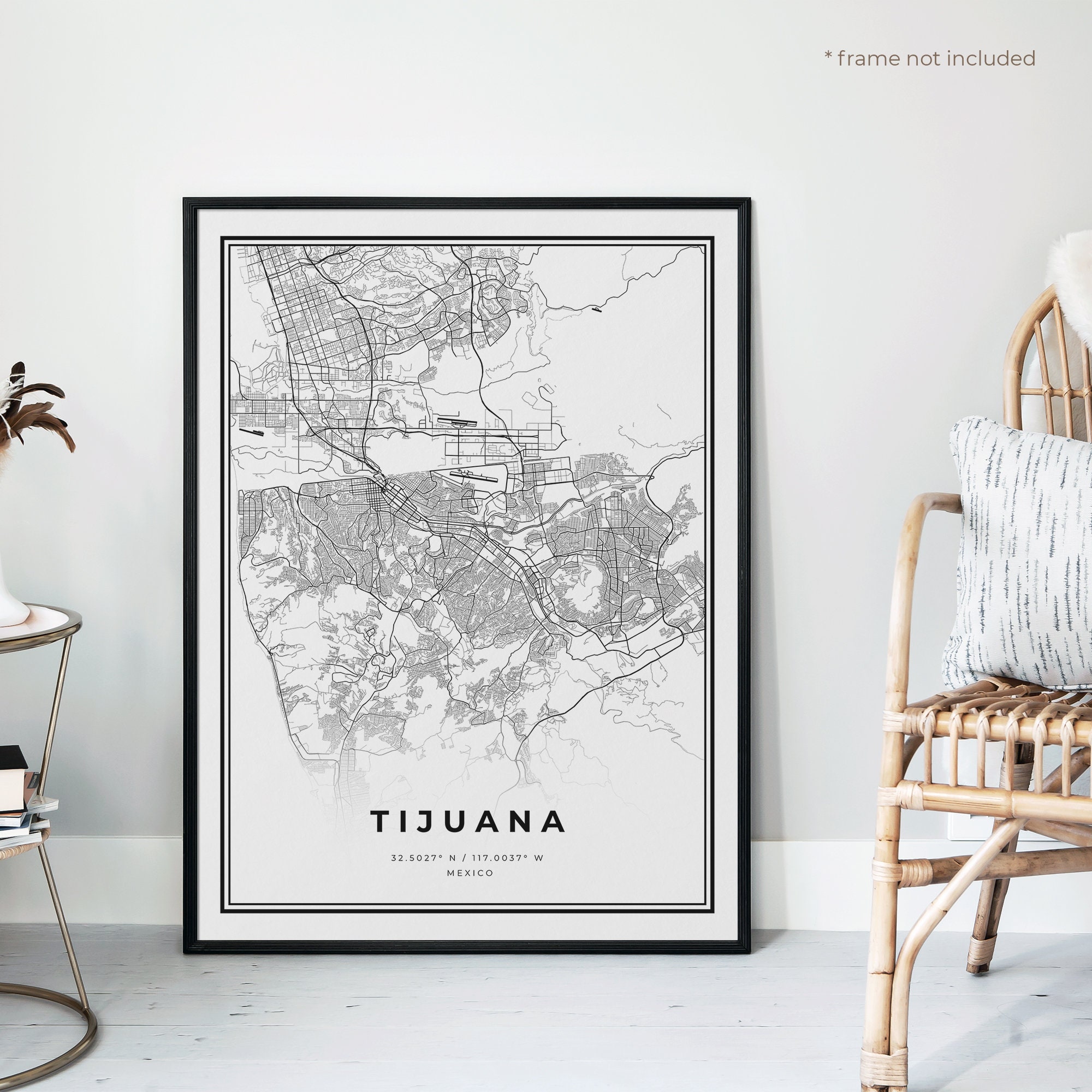 Tijuana Mapa Impresión Tijuana Street Mapa Cartel México - Etsy España