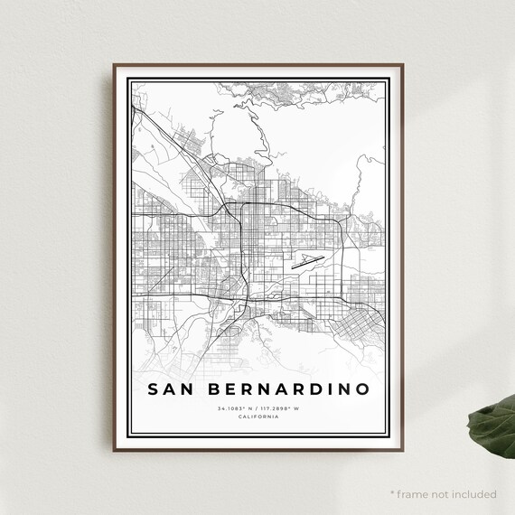 San Bernardino Map Print San Bernardino Street Map | Etsy