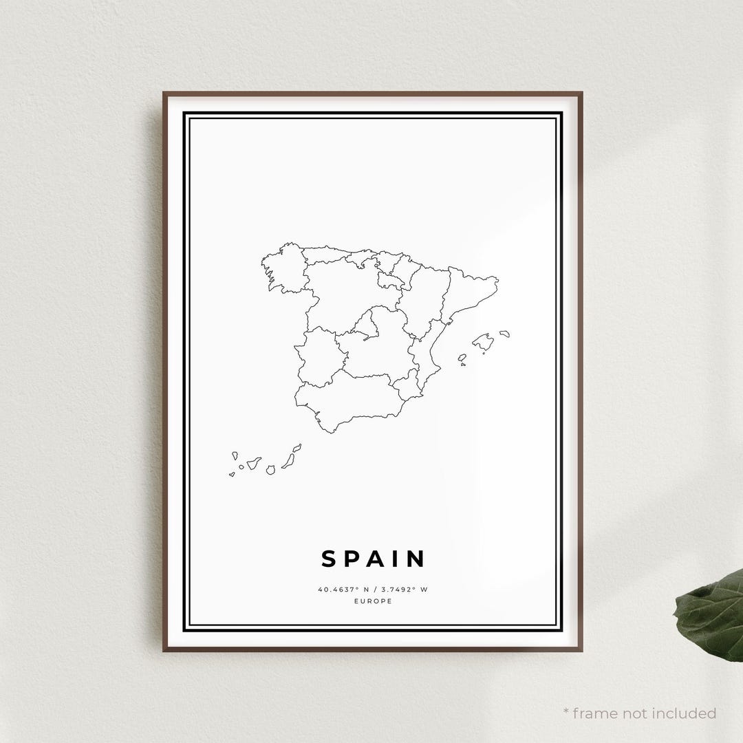 Spain Map Print, Spain Street Map Poster, Europe, Modern Minimalist Map ...