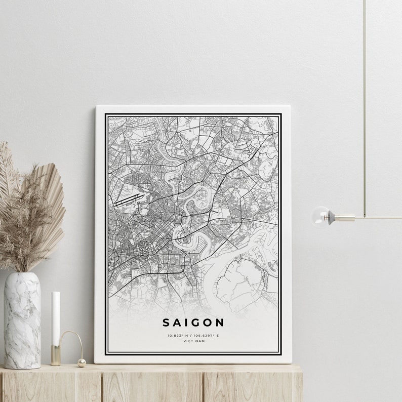 Saigon Map Print Saigon Street Map Canvas Viet Nam Modern | Etsy