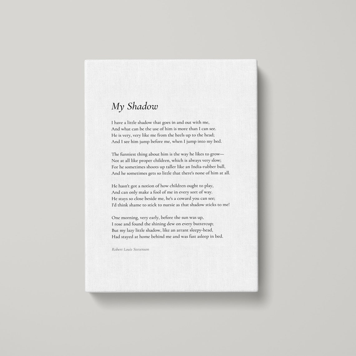My Shadow by Robert Louis Stevenson Poem Canvas Print Poetry | Etsy