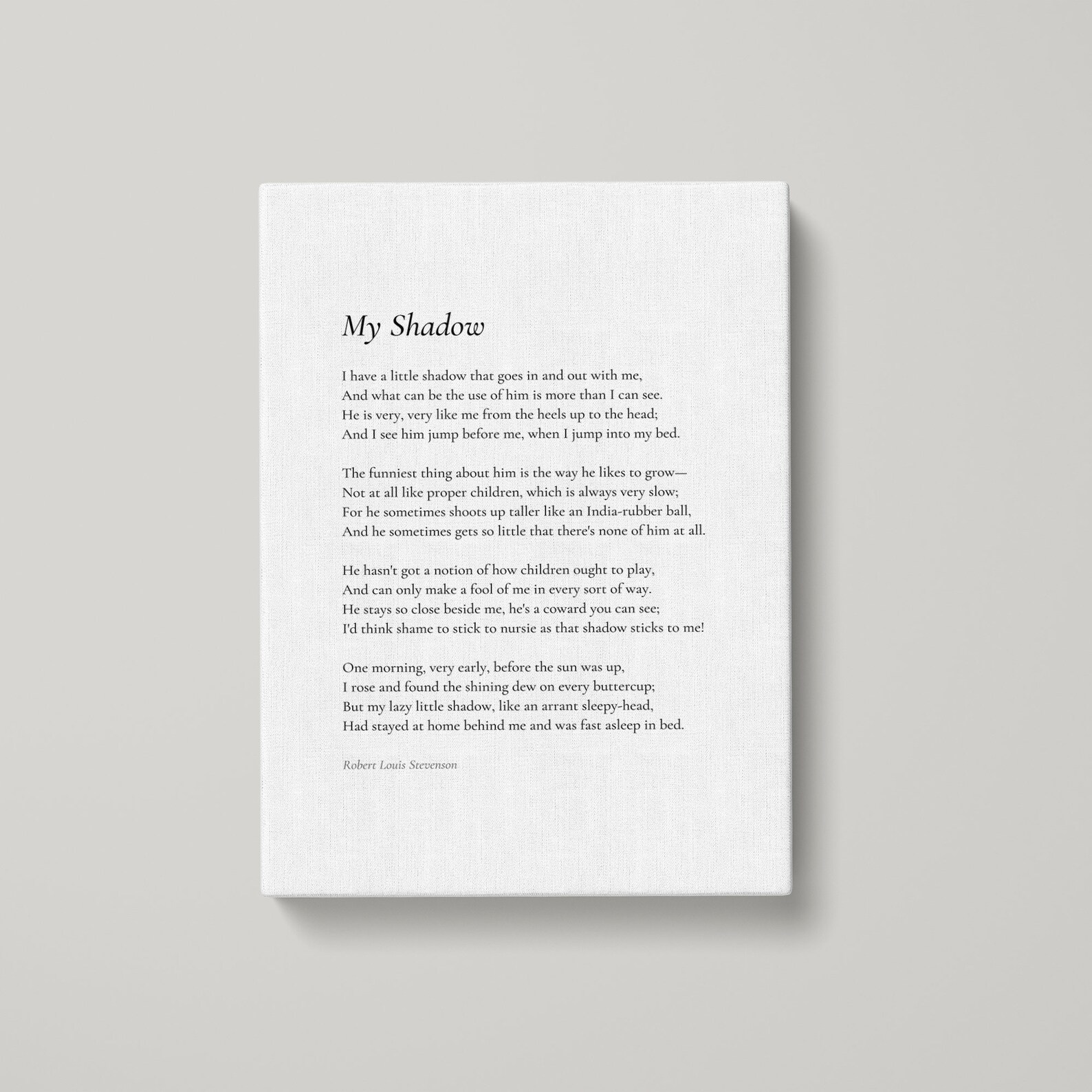 My Shadow by Robert Louis Stevenson Poem Canvas Print Poetry | Etsy