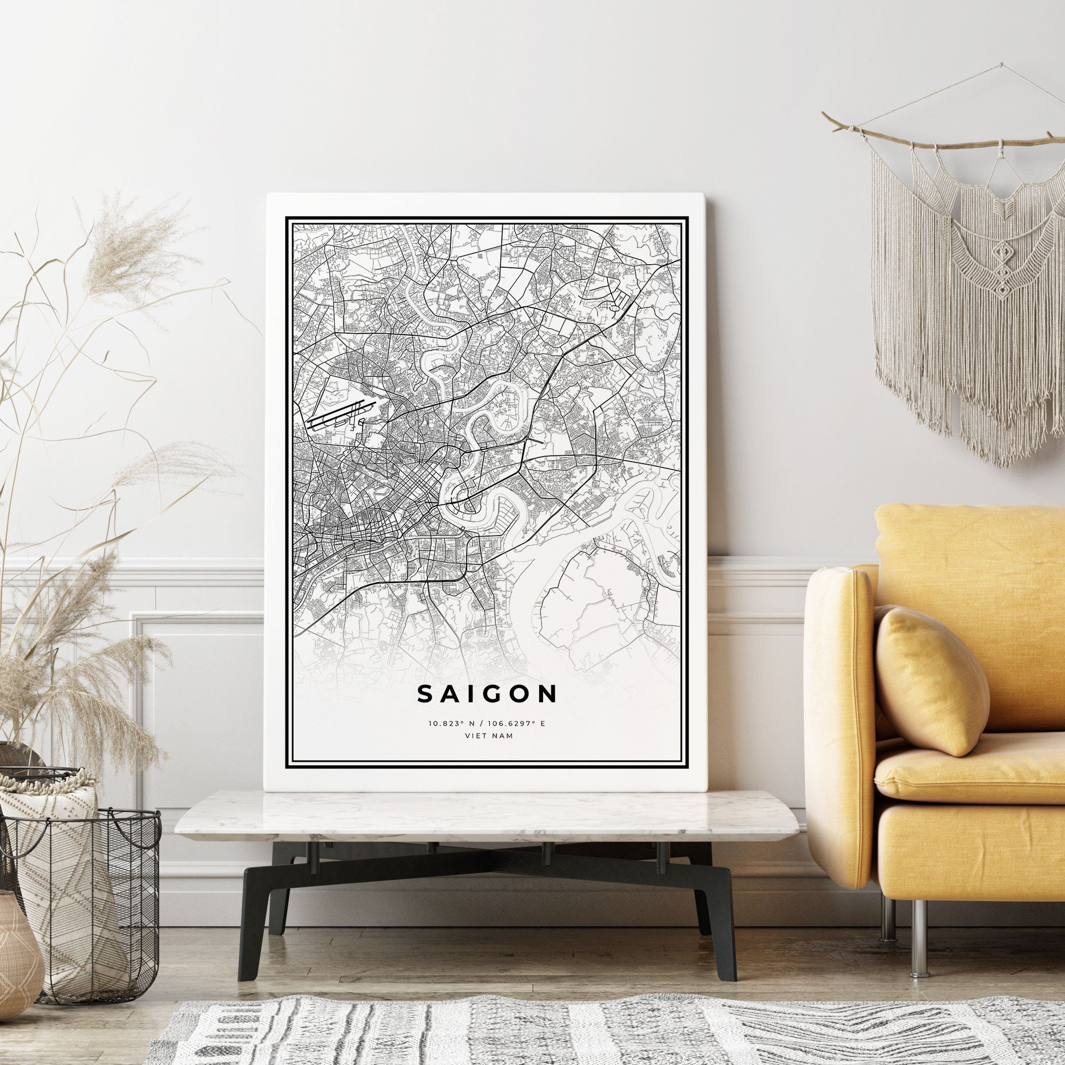 Saigon Map Print Saigon Street Map Canvas Viet Nam Modern - Etsy