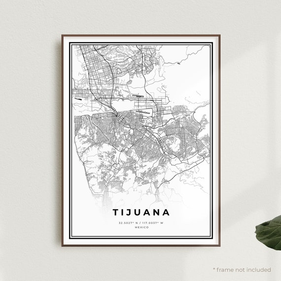 Tijuana Map Print Tijuana Street Map PosterMexico Modern | Etsy