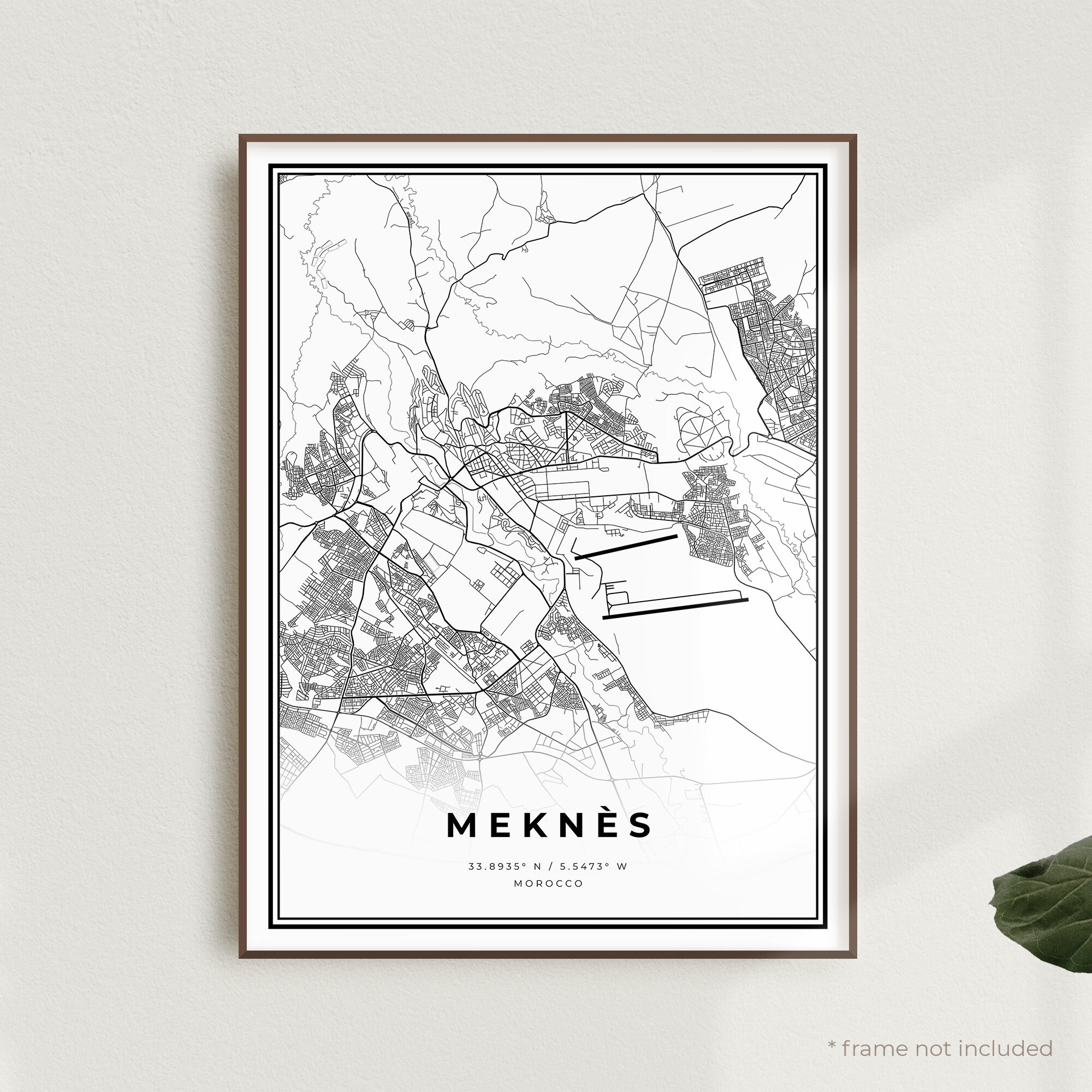 Meknès Map Print Meknès Street Map PosterMorocco Modern | Etsy