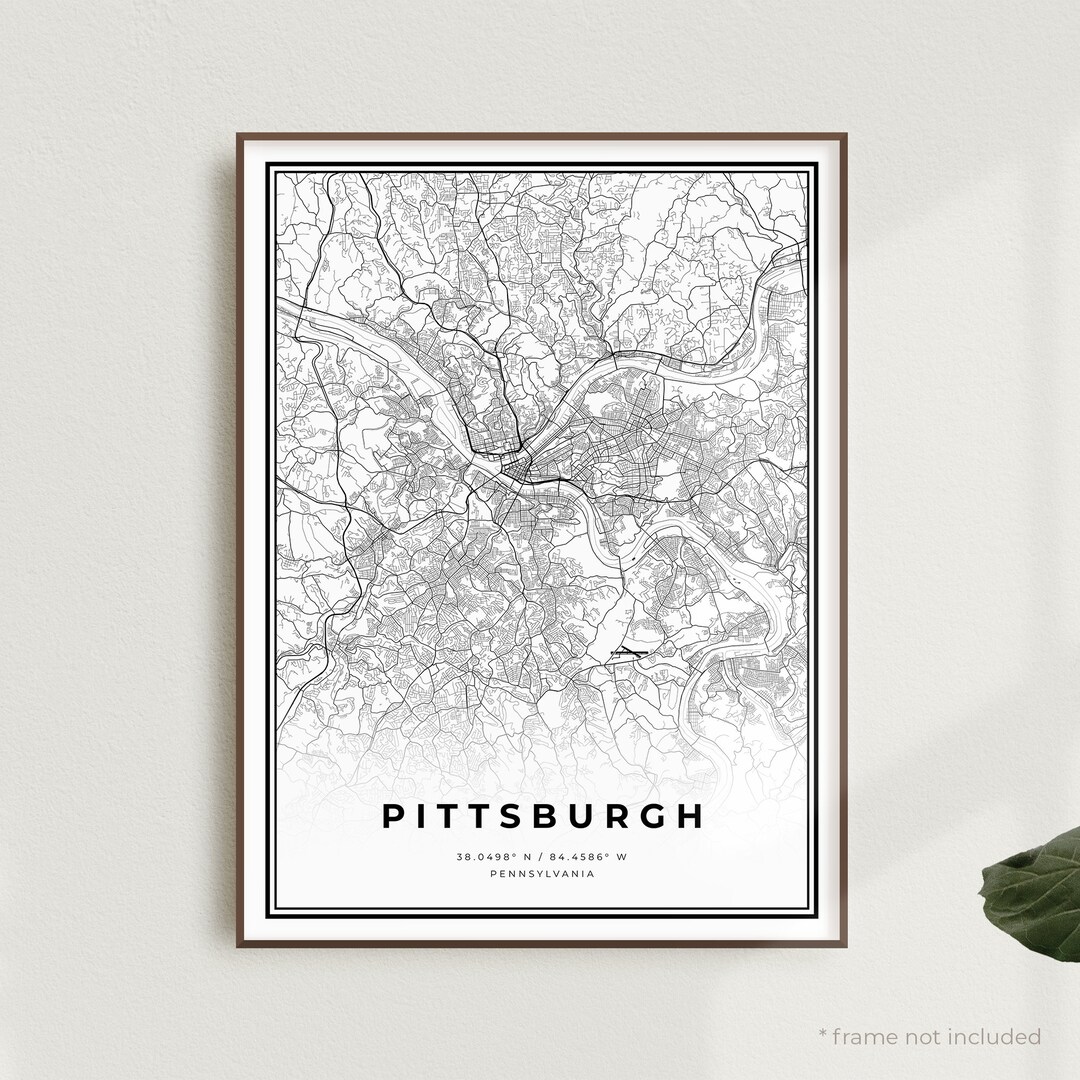 Pittsburgh Map Print, Pittsburgh Street Map Poster, Pennsylvania ...