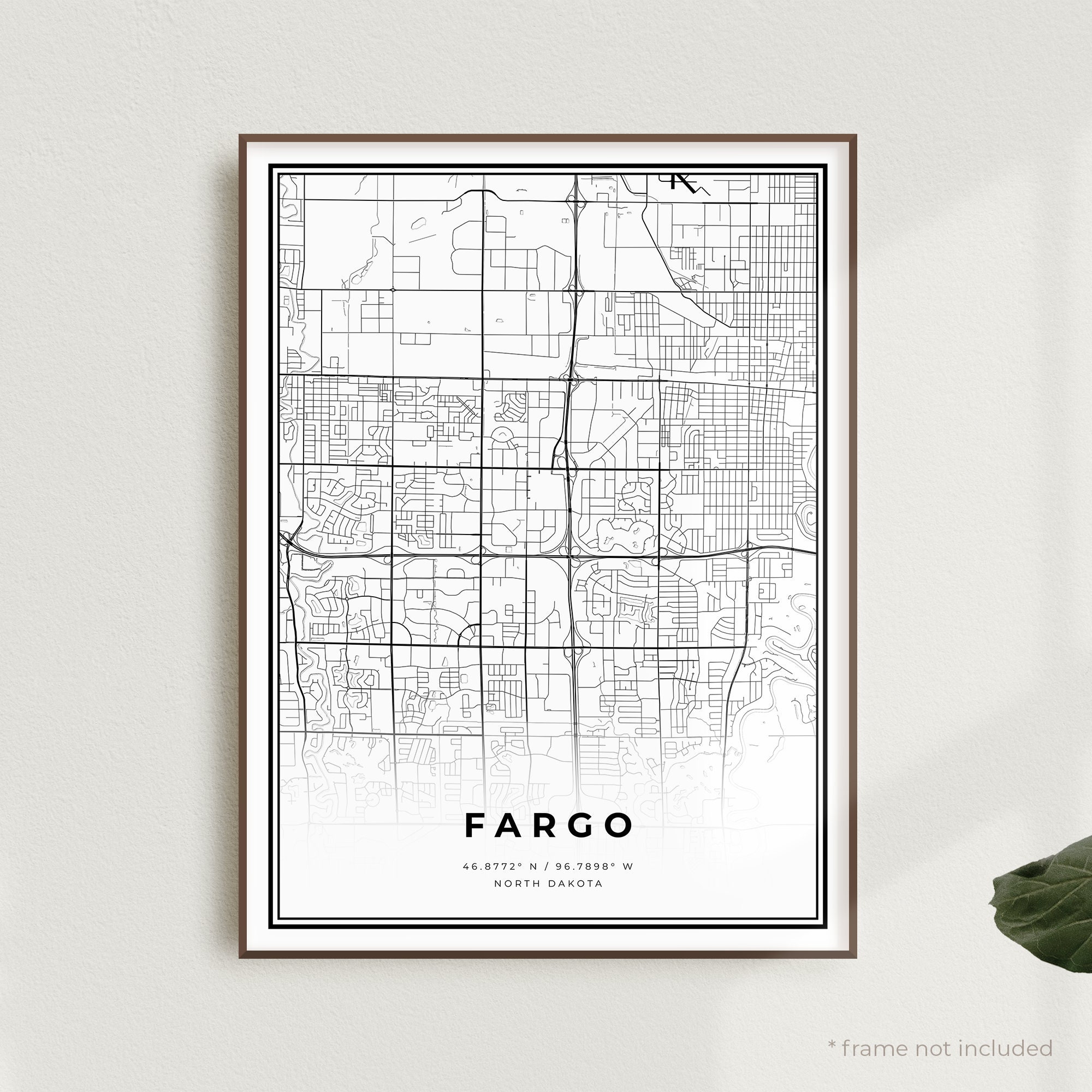 Fargo Map Print Fargo Street Map Poster North Dakota Modern | Etsy