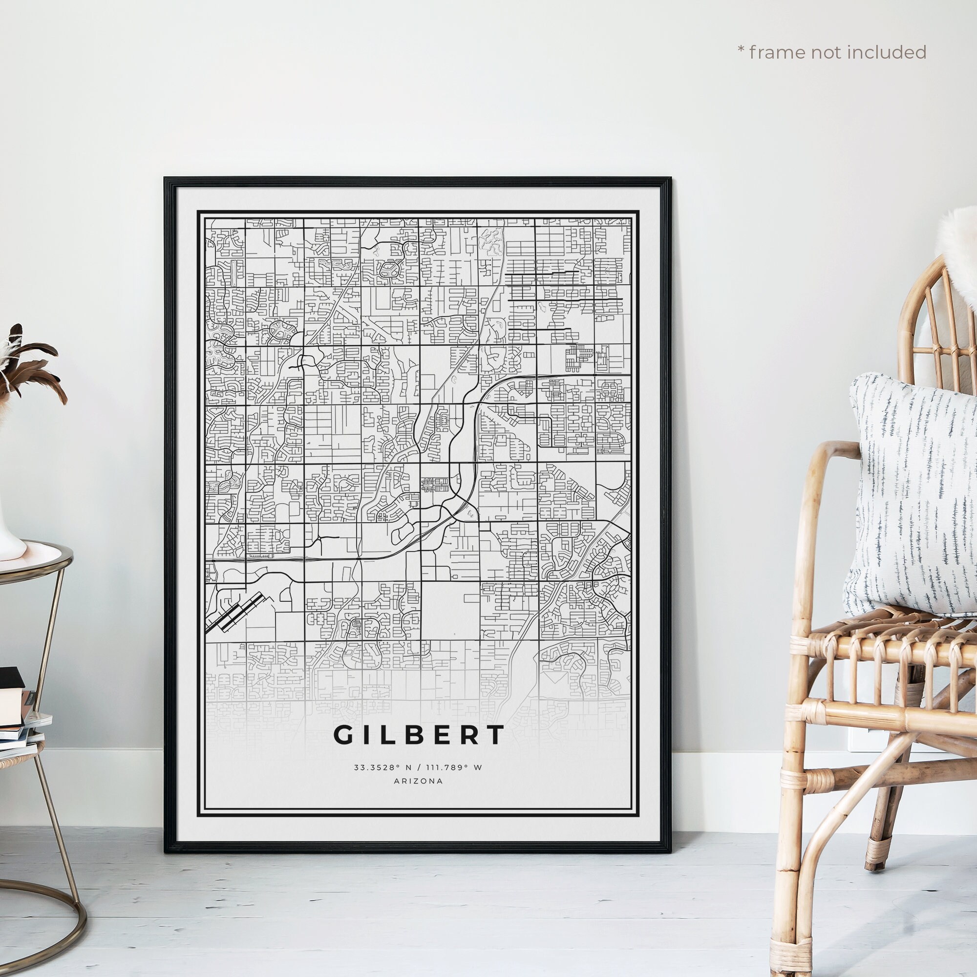 Gilbert Map Print Gilbert Street Map Poster Arizona Modern - Etsy