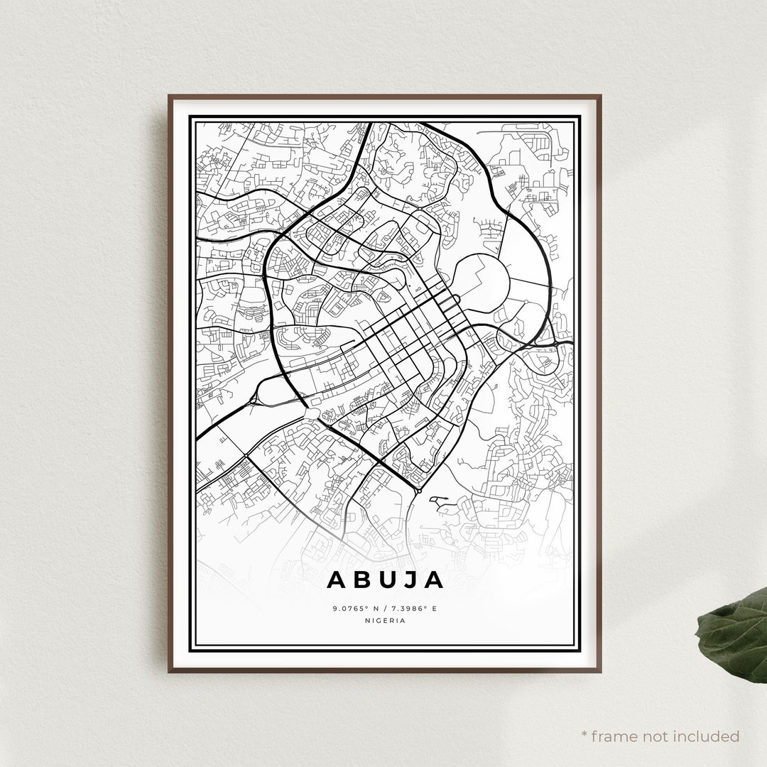 Abuja Map Print, Abuja Street Map Poster, Africa, Modern Minimalist Map ...