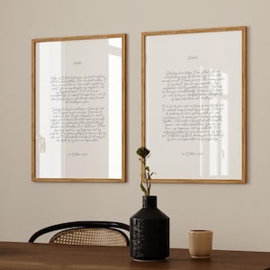 Custom Calligraphy Wedding Vows Set, Her His Vows Gift, Framed Vows ...