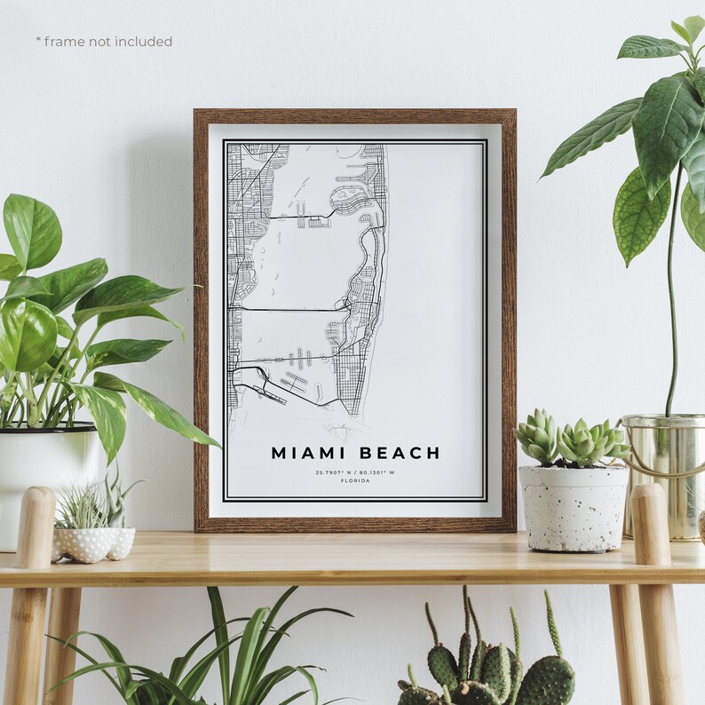 Miami Beach Map Print Miami Beach Street Map Poster Florida - Etsy