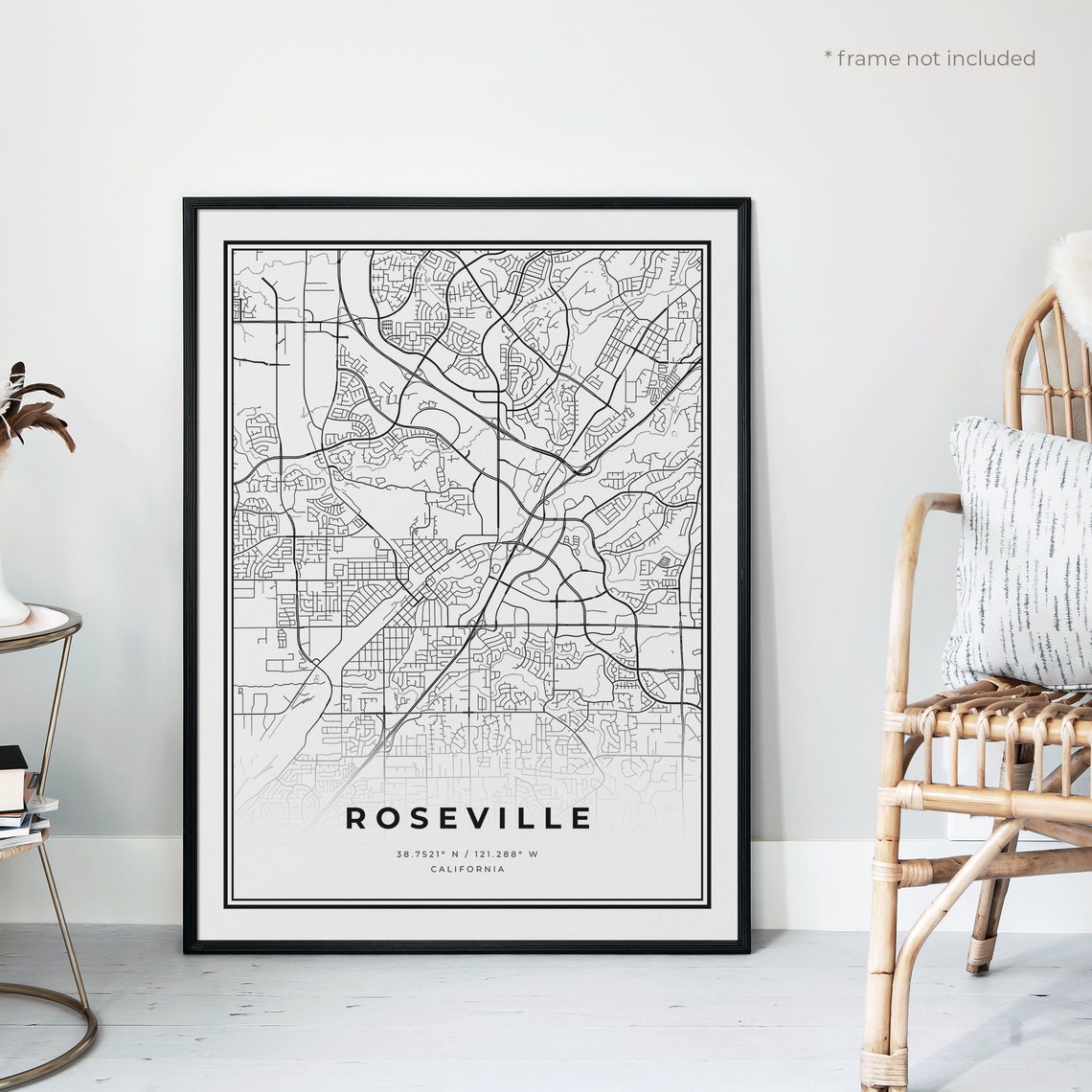 Roseville Map Print Roseville Street Map Poster California | Etsy