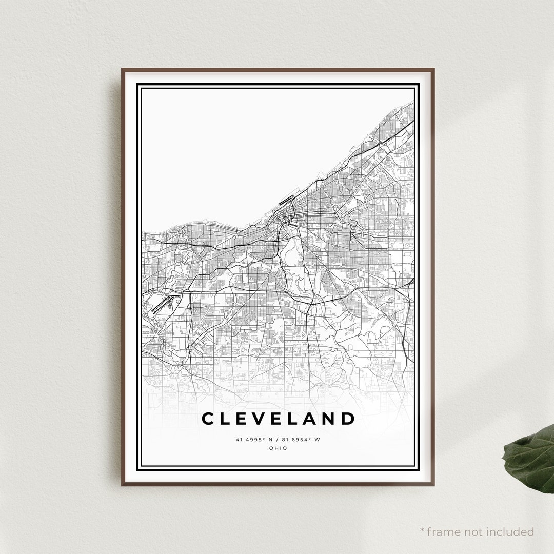 Cleveland Map Print, Cleveland Street Map Poster, Ohio, Modern ...