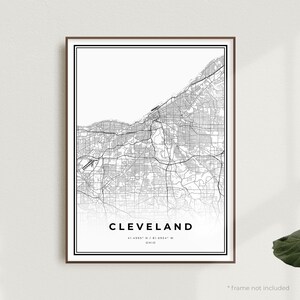 Cleveland Map Print, Cleveland Street Map Poster, Ohio, Modern ...